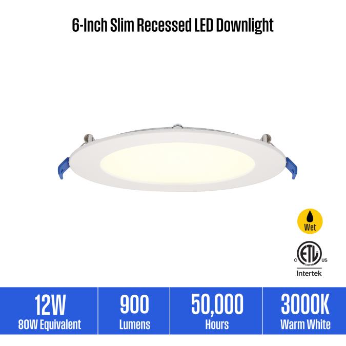 Westinghouse Lighting 6-Inch Slim Recessed LED Downlight 12-Watt (80 ...