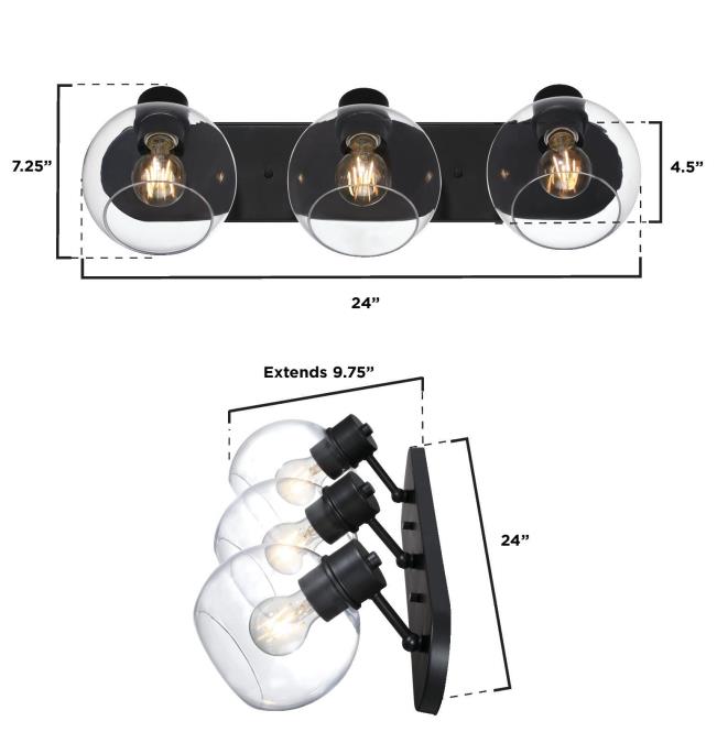 Westinghouse Lighting Hyson Three-Light Wall Fixture, Matte Black Finish